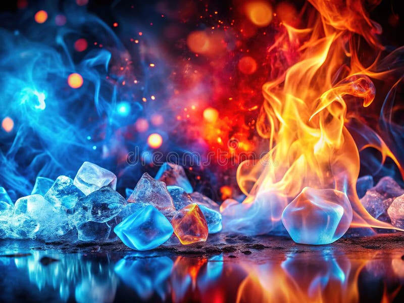 Abstract Visual a Stunning Contrast of Blue and Red Smoke and Fire ...