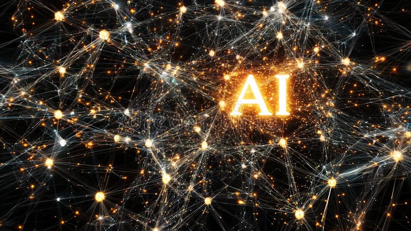 Abstract Visualization of AI with Glowing Neural Network Connections ... Abstract Visualization of AI with Glowing Neural Network Connections ...