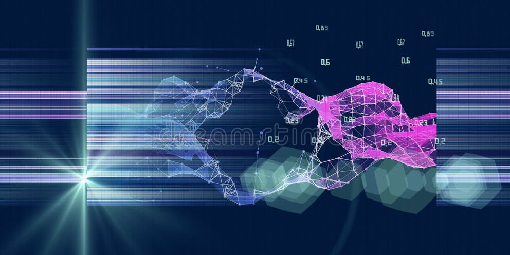 Abstract Visualization Analyze Algorithm Artificial Intelligence Data. Quantum Virtual ...