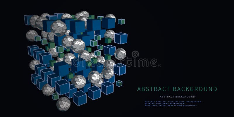 Abstract Visualization Analyze Algorithm Cubes And Spheres Quantum Virtual Cryptography Stock