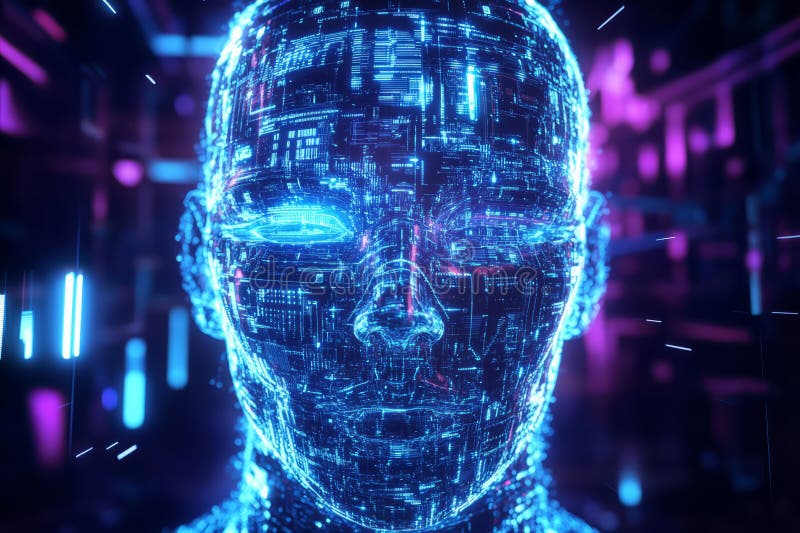 Abstract Visualization of Artificial Intelligence, Depicting a Glowing ...