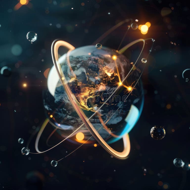 Abstract Visualization of an Atom. Generative Ai Stock Illustration ...