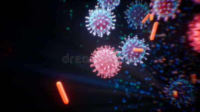 Abstract Visualization of Bacteria and Viruses in Air, Coronaviruses ...
