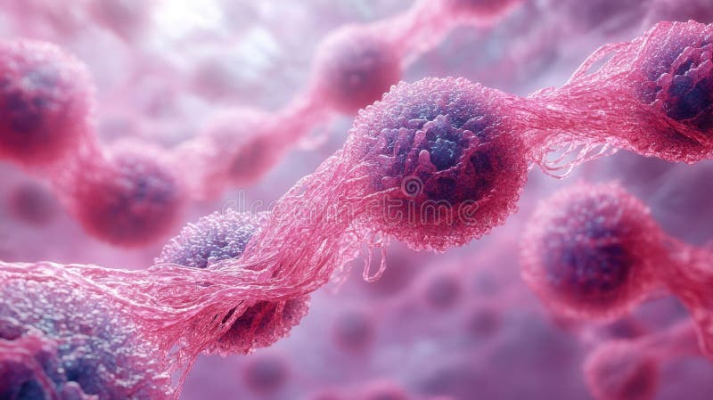 Abstract Visualization of Biological Cells in Pink Hues and Textures ...