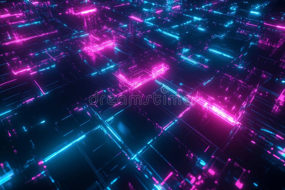 An Abstract Visualization Of Blockchain Technology Featuring A Grid Of Interconnected Glowing