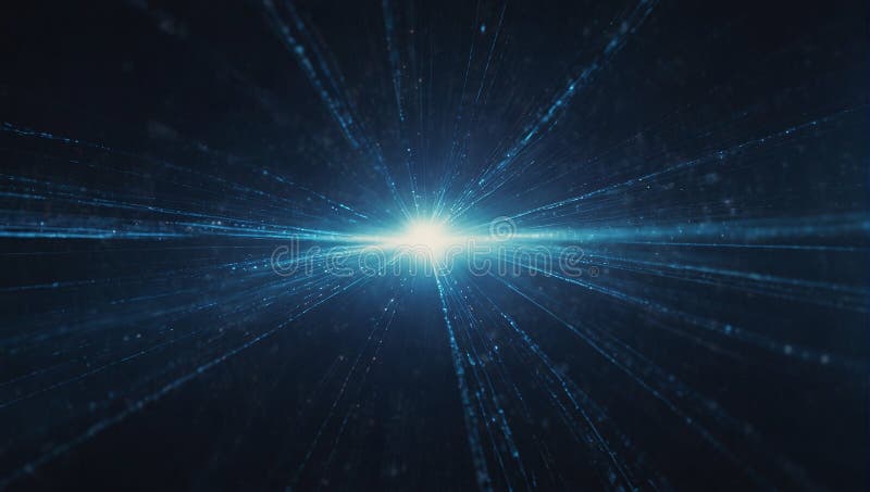 Abstract Visualization of Blue Light Rays Radiating in a Dark ...