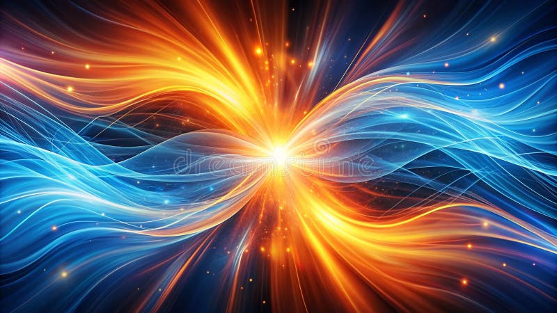 Abstract Visualization Of Cosmic Energy Flow Depicted In Vibrant Blue And Orange Colors