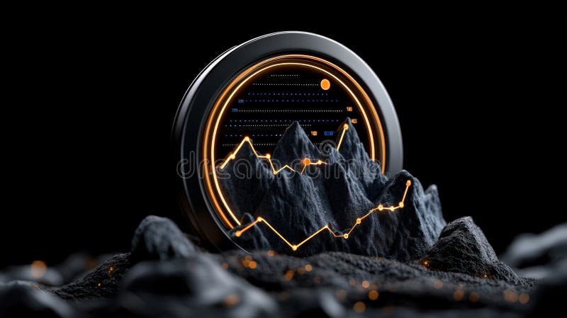 Abstract Visualization of Data Analytics with Mountains and Glowing ...
