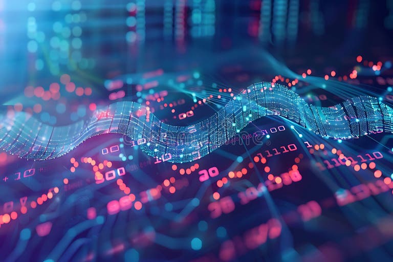 Abstract Visualization of Data Flow and Digital Information Stock Illustration - Illustration of ...