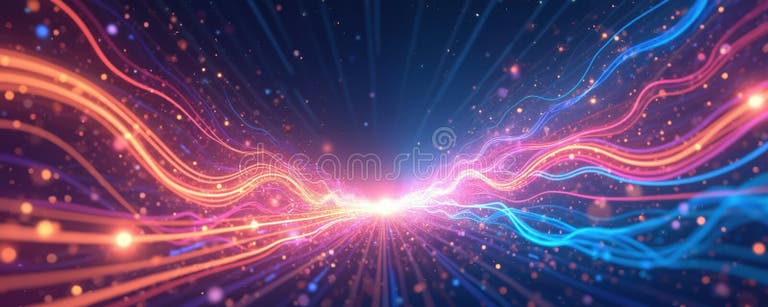 Abstract Visualization of Data Transfer Process. Cartoon Style ...