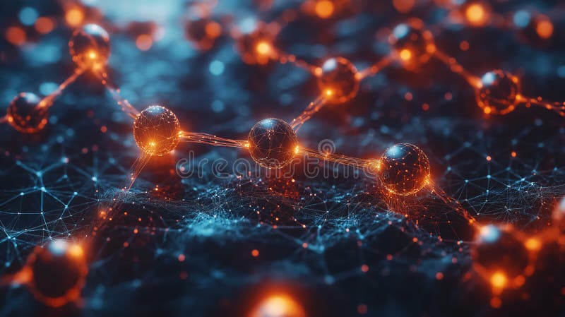 Abstract Visualization of Digital Connections with Glowing Points Stock ...