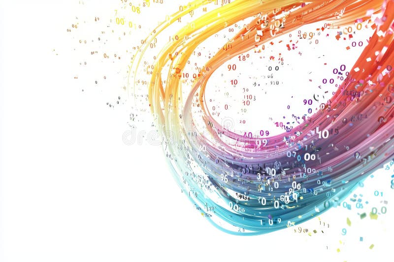 An Abstract Visualization Of Digital Data With Binary Code And Network