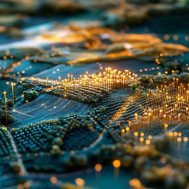 Abstract Visualization of Digital Data Flow on a Colorful Surface Stock ...