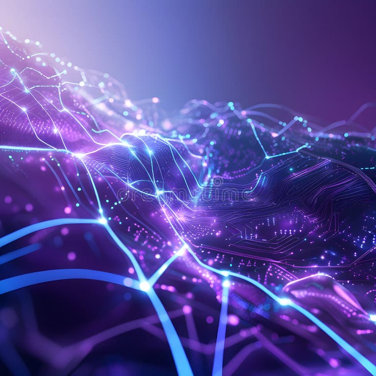 Abstract Digital Network Data Flow Visualization Stock Illustration - Illustration of connection ...