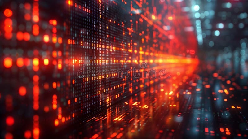 Abstract Visualization of Digital Data Flowing through a High-Tech ...