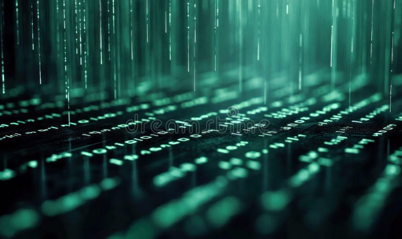 Abstract Visualization of Digital Data Streams and Binary Code Flowing through a Cyber Network ...