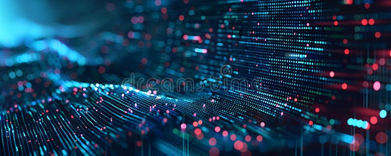 Abstract Visualization of Digital Data Streams with Blue and Red ...