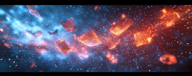 Abstract Concept of Digital File System with Glowing Virtual Folders ...