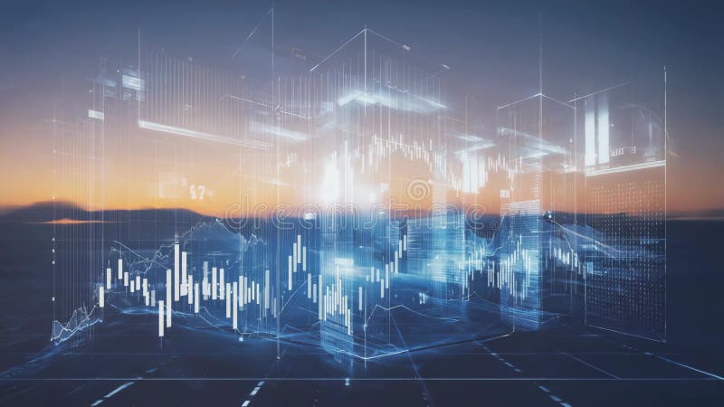 Futuristic Financial Analytics at Sunrise: Digital Data Visualization ...