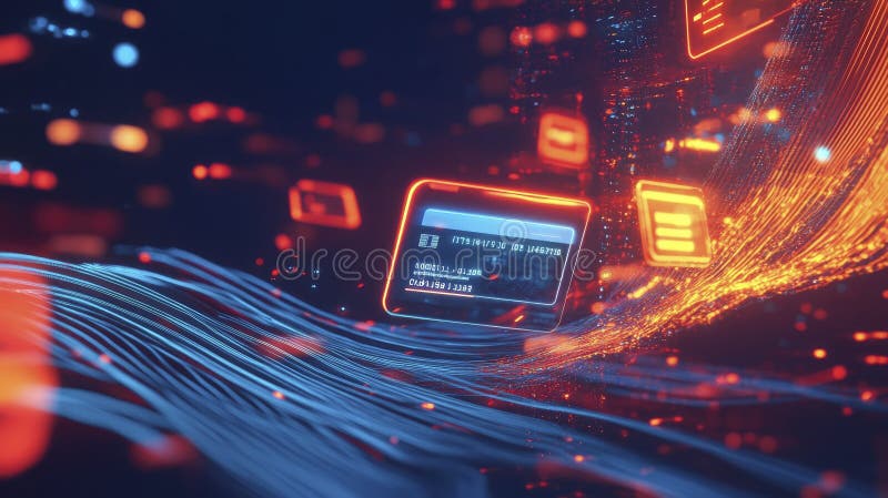 An Abstract Visualization of Digital Payment Processing, Featuring ...