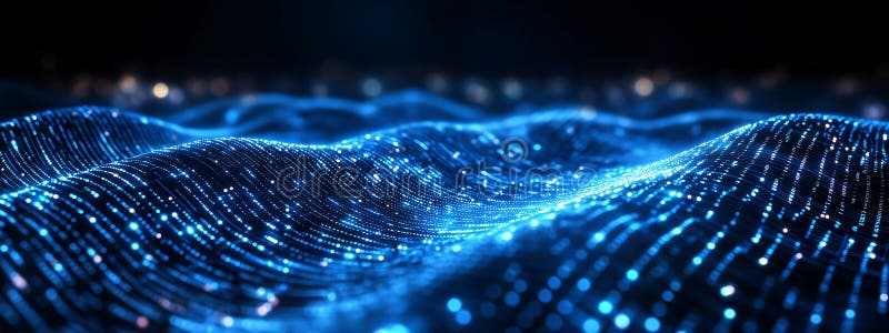 Abstract Visualization of Digital Waves with Glowing Blue Data Points ...