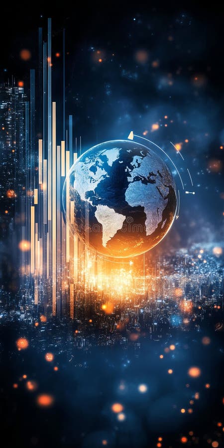 Abstract Visualization of Earth with Data Charts and Glowing Elements ...
