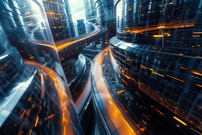 Abstract Visualization of a Futuristic Cityscape with Integration of ...