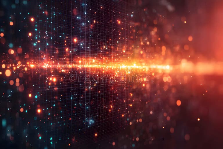 Abstract Futuristic Data Stream with Glowing Digital Particles for ...