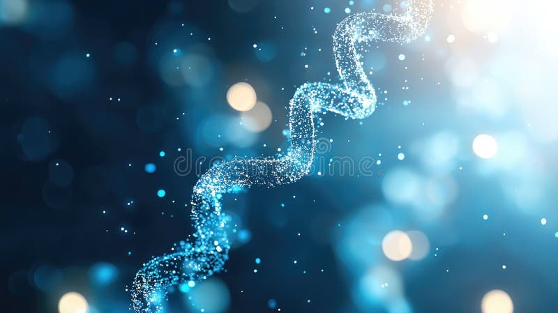 Abstract Visualization of a Glowing Blue Strand, Representing ...