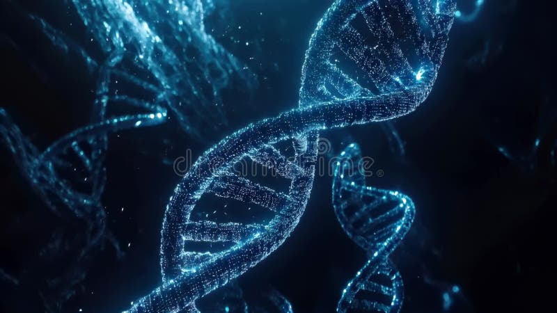 Science Visualization of Microscopic Dna Helix Structure in Blurry High ...