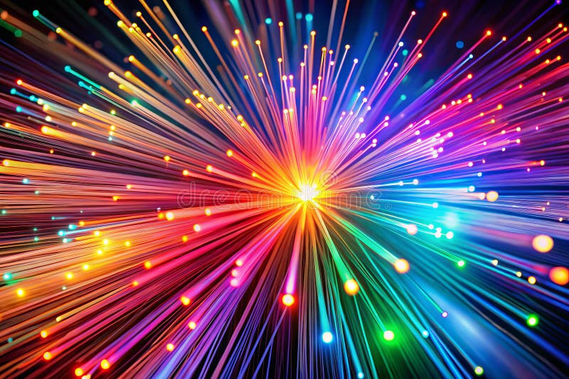 Abstract Visualization of a Glowing Fiber Optics Network Exploring the ...