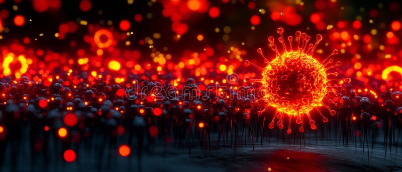 Abstract Visualization of a Glowing Virus Particle in a Dark ...