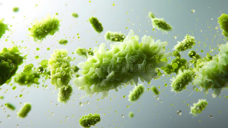 Abstract Visualization of Green Probiotic Bacteria Splashing Stock ...