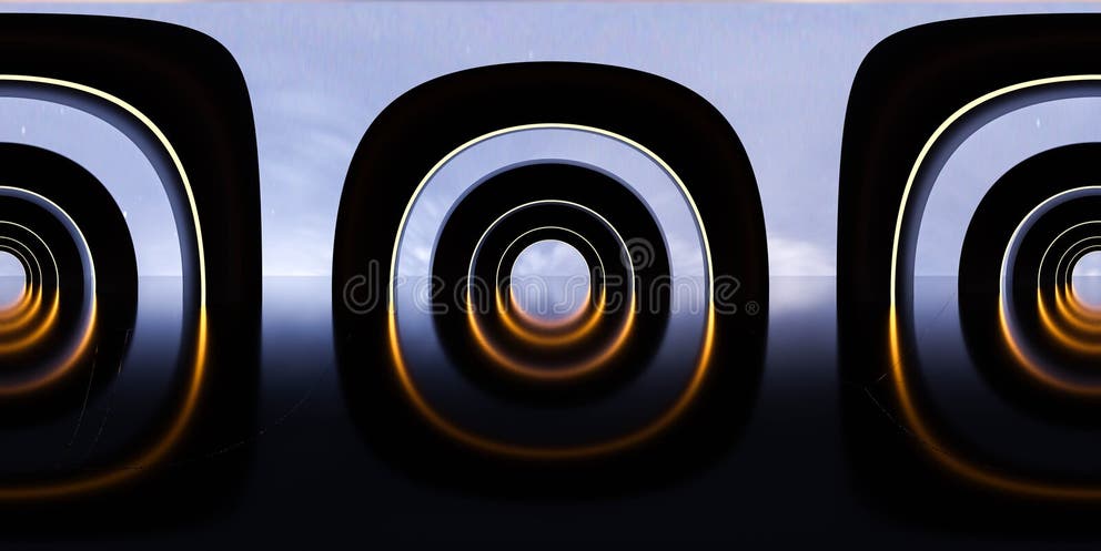 Abstract Visualization of Infinite Tunnel Reflective Surfaces in Blue ...