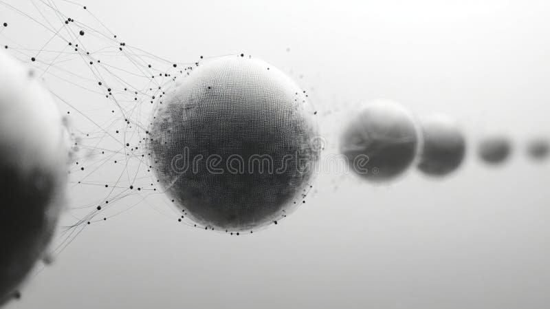 Abstract Visualization Of Interconnected Spheres Demonstrating Data Flow And Network Patterns In