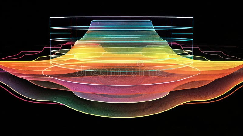 Abstract Visualization of Layered Waves in Vibrant Colors, Suggesting ...