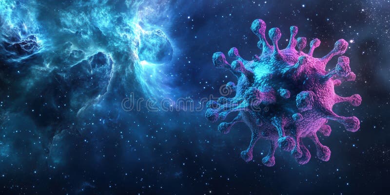 Abstract Visualization of a Microscopic Virus Particle in Space with ...