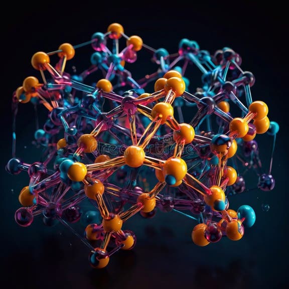 Abstract Visualization of the Molecular Structure of a Drug. Bright ...