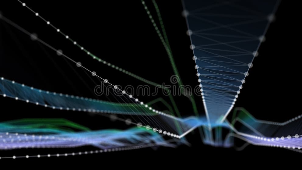 Abstract Visualization Polygonal Grid . Quantum Virtual Cryptography Concept. Blockchain ...