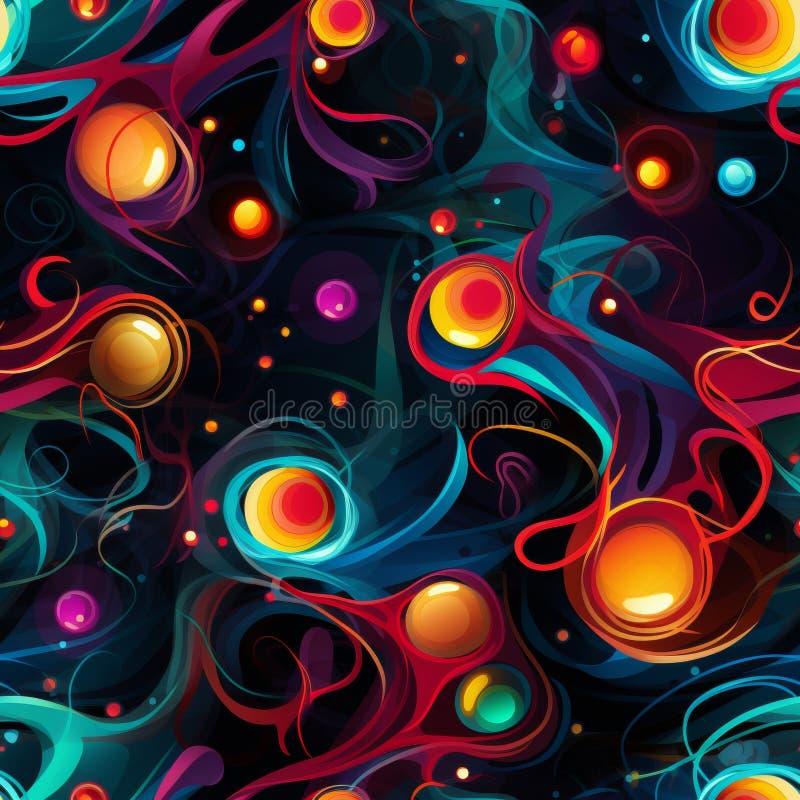 Abstract Visualization of Quantum Particles Electrons, Protons, and ...