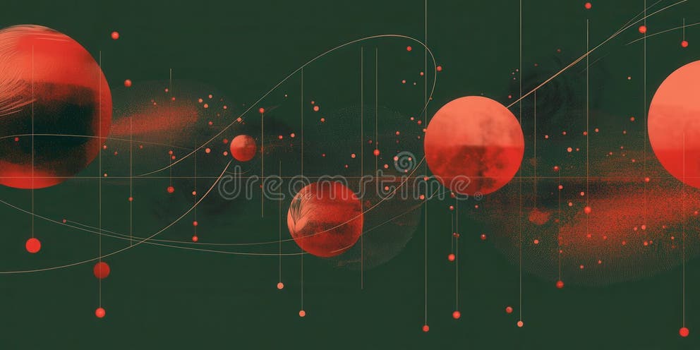 Abstract Visualization of Red Planets in Space with Swirling Orbits and ...