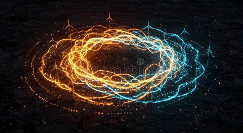 Abstract Visualization of Renewable Energy Circular Flow and ...