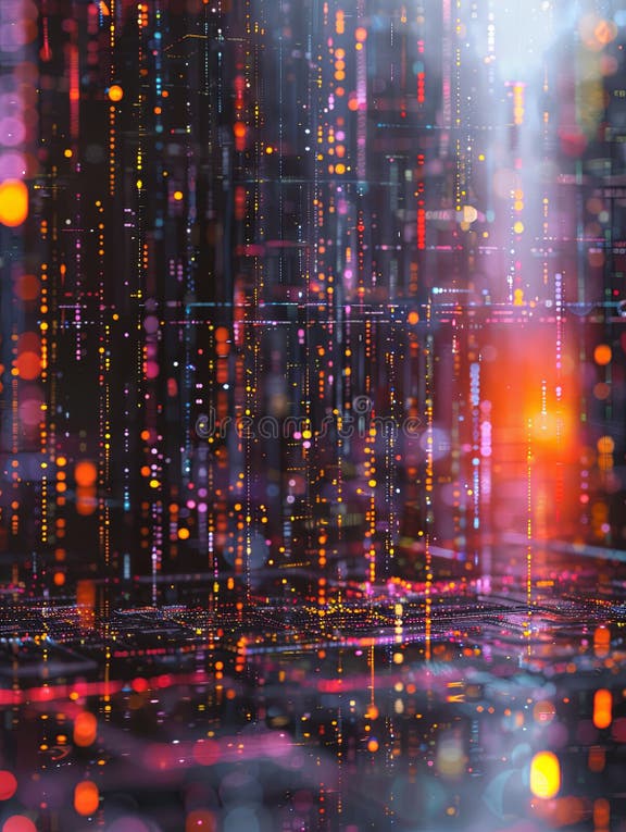 Abstract Visualization Representing Big Data and AI Data Processing, Featuring Intricate Digital ...
