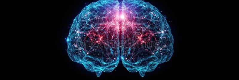 Abstract Visualization Showcases a Digital Brain Filled with Luminous ...