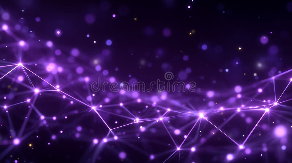 Abstract Visualization Showcasing Intricate Network of Glowing Purple ...