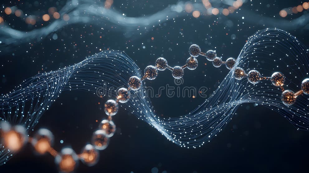 Abstract Visualization of Swirling Molecular Structures in a Dark Background with Dynamic ...