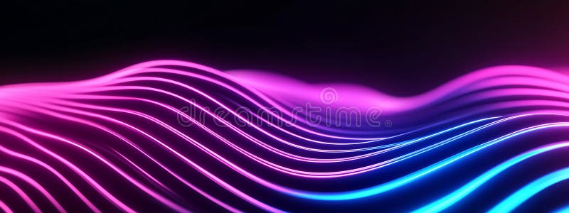 Abstract Visualization of Tech Data Stream with Flowing Wavy Lines in ...