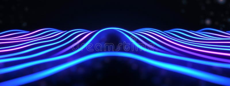 Abstract Visualization of Tech Data Stream with Flowing Wavy Lines in ...