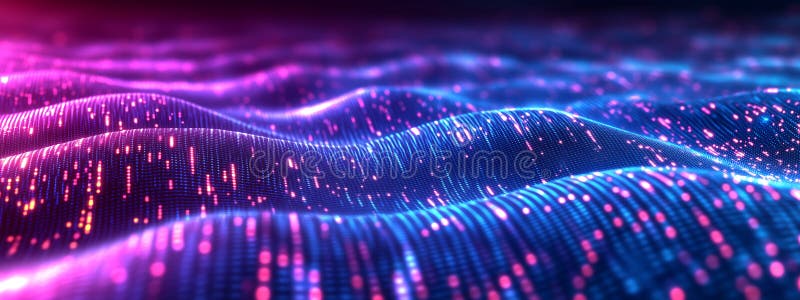 Abstract Visualization of Tech Data Stream with Flowing Wavy Lines in ...