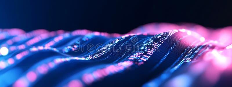 Abstract Visualization of Tech Data Stream with Flowing Wavy Lines in ...